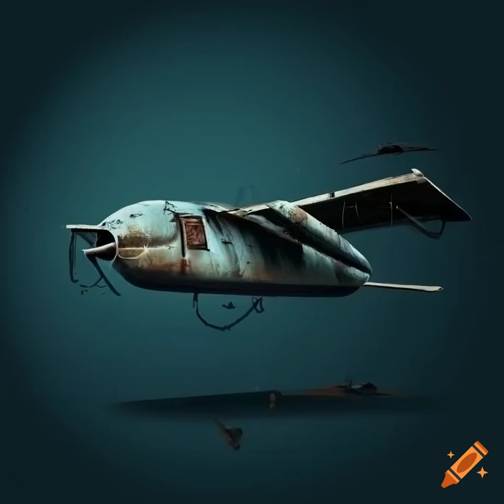 Large vtol aircraft converted into a floating marketplace with open ...