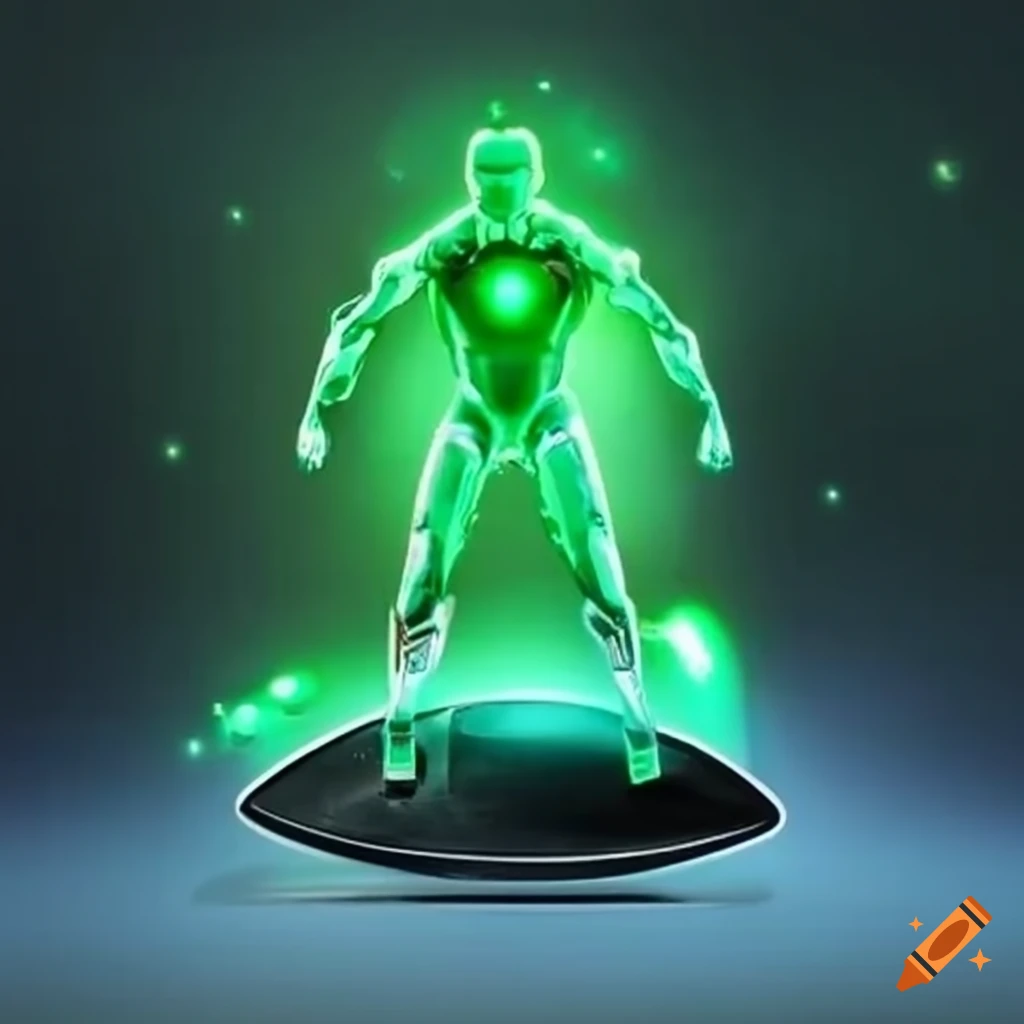 Silver surfer scaling futuristic black and green led on Craiyon