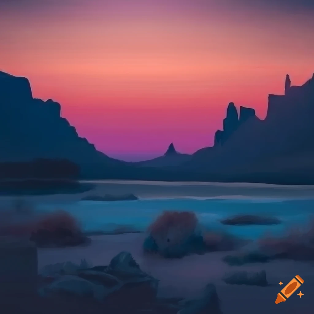 Dusk in a western landscape on Craiyon