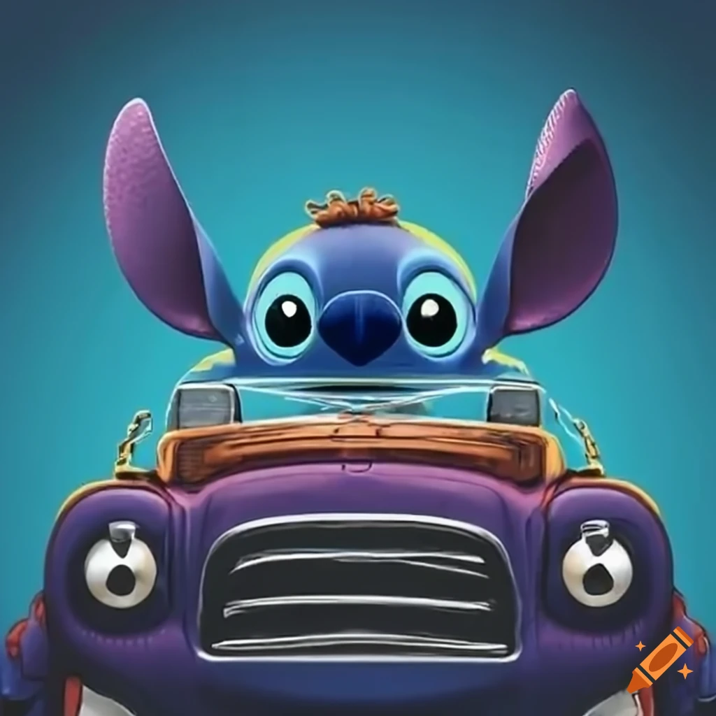 Stitch driving a truck on Craiyon