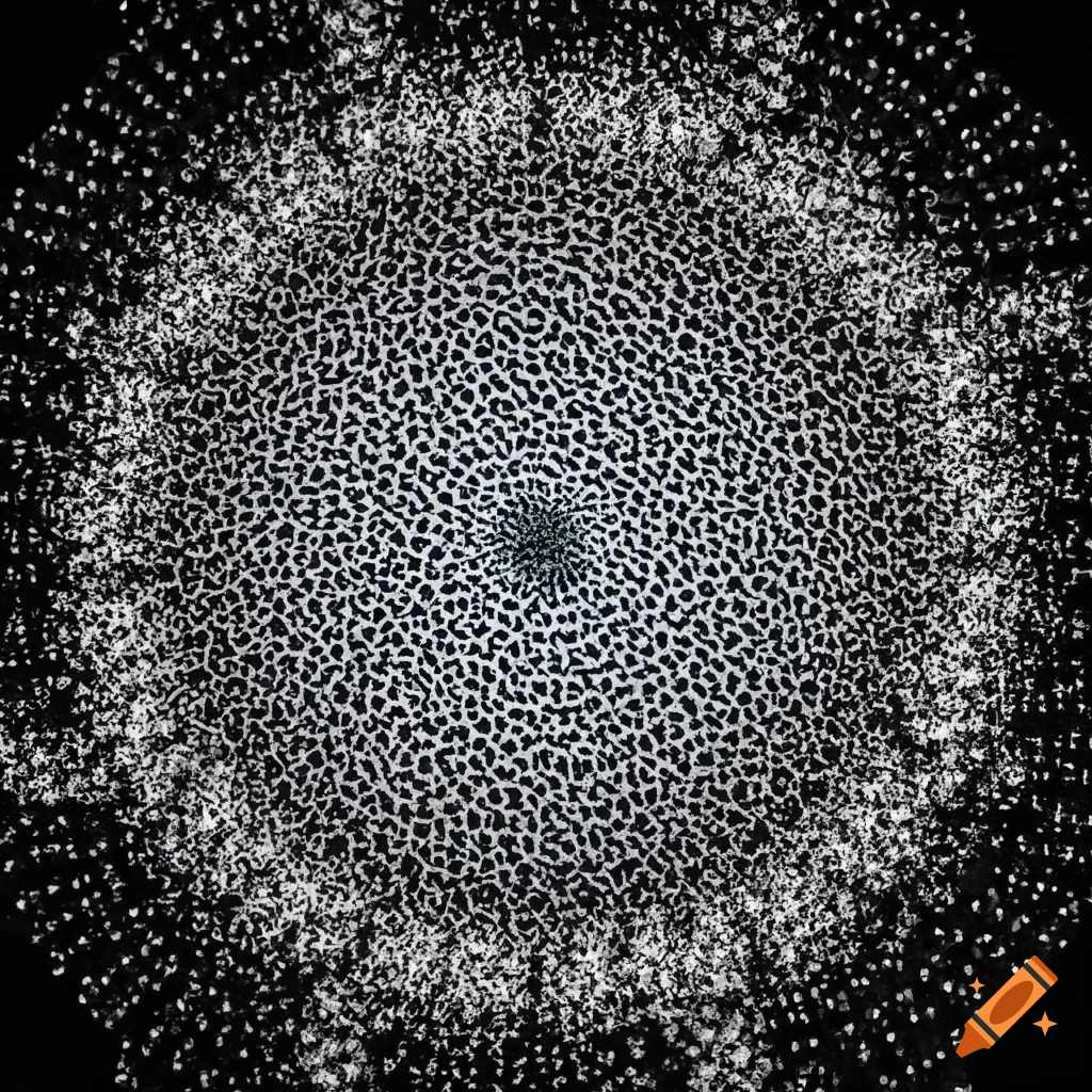 Intricate designs created with black pixel art dots on Craiyon