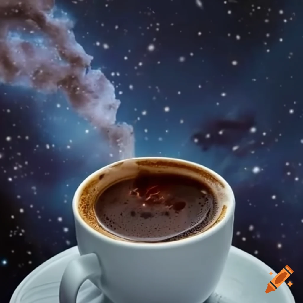 Cosmic cup of coffee in space on Craiyon