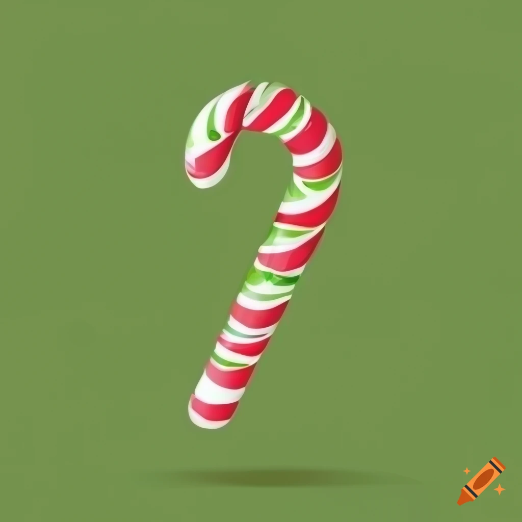 Minimalist vector of a green candy cane
