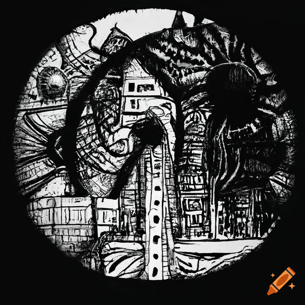 Abstract cyberpunk city map layout on Craiyon