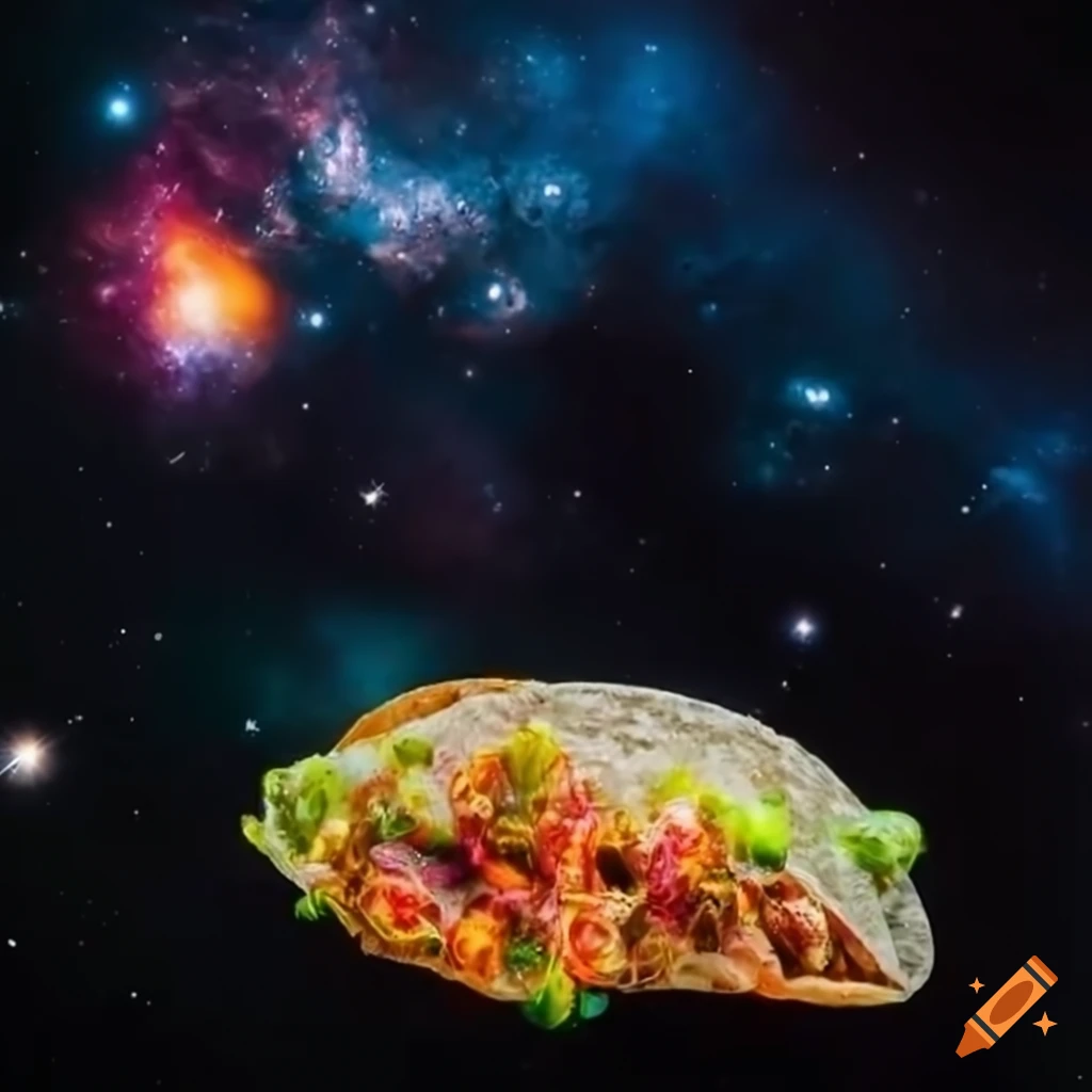 Vibrant extraterrestrial taco feast under cosmic wonders on Craiyon