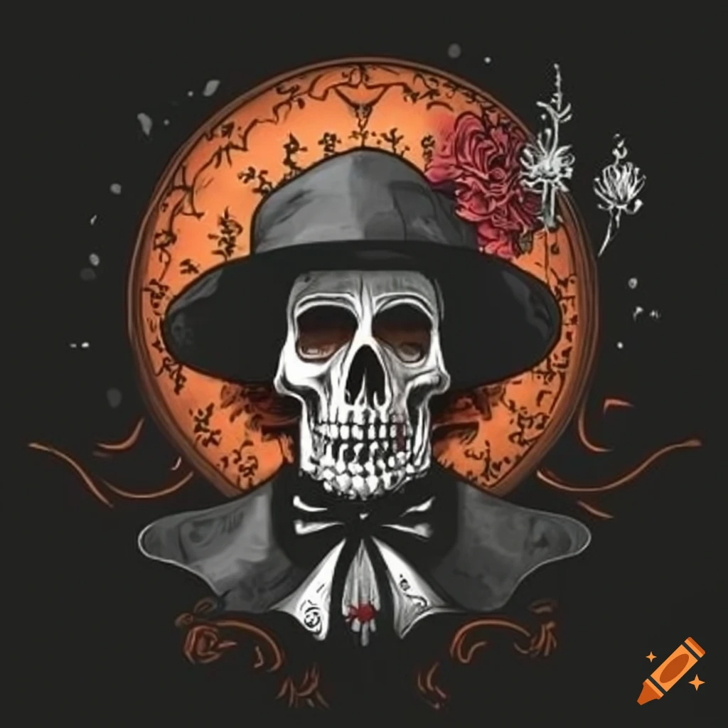 Victorian style skull artwork on Craiyon