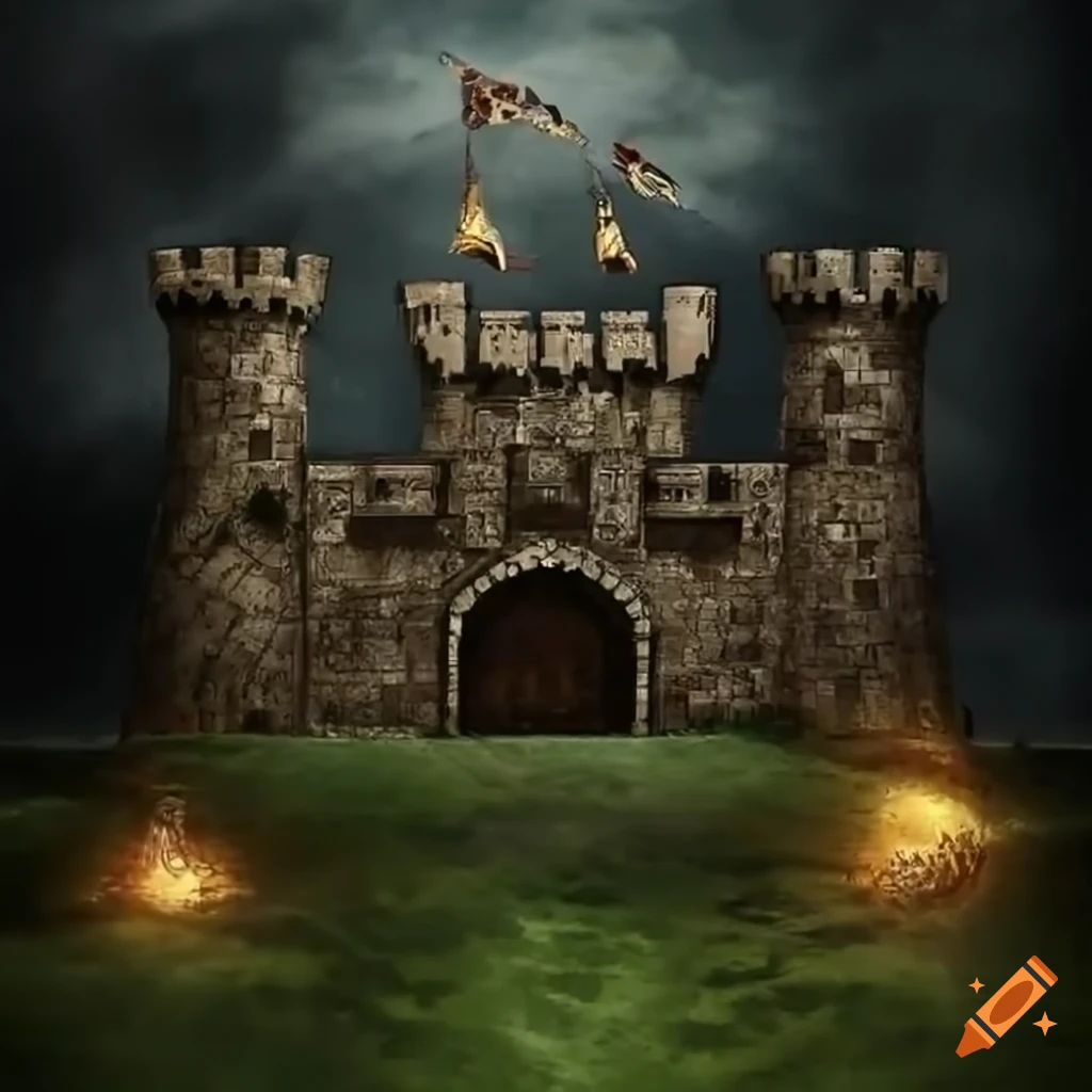 Medieval castle courtyard background on Craiyon