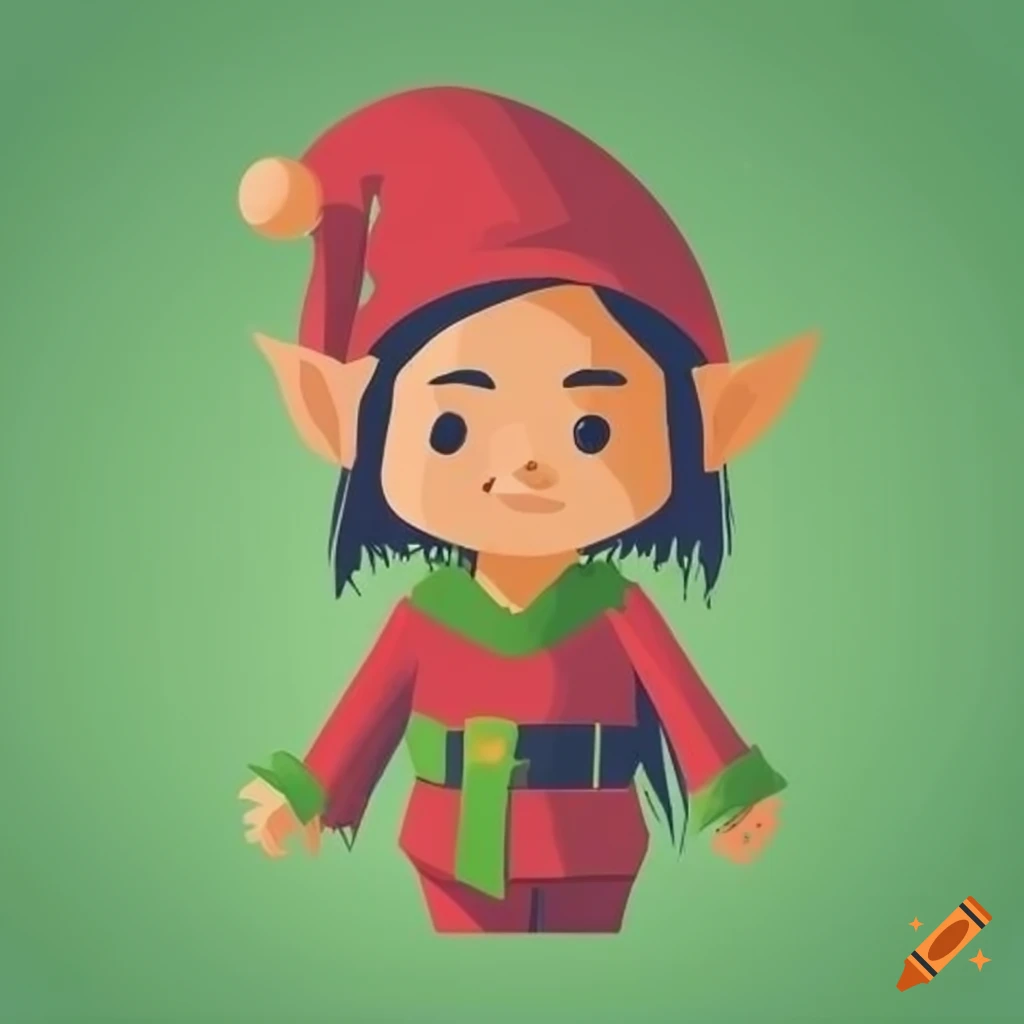 Minimalist vector of an asian christmas elf on Craiyon