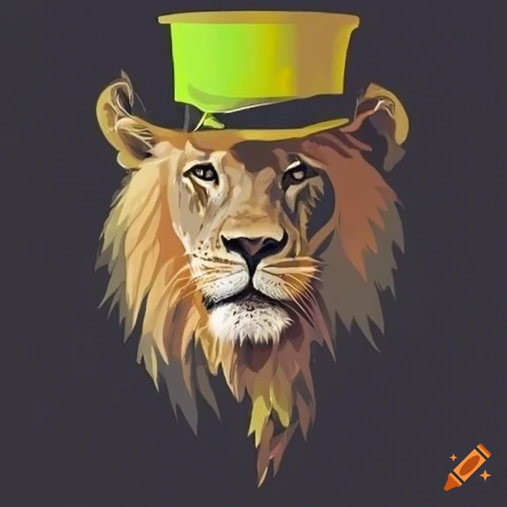 Lion wearing a top hat and black suit on Craiyon