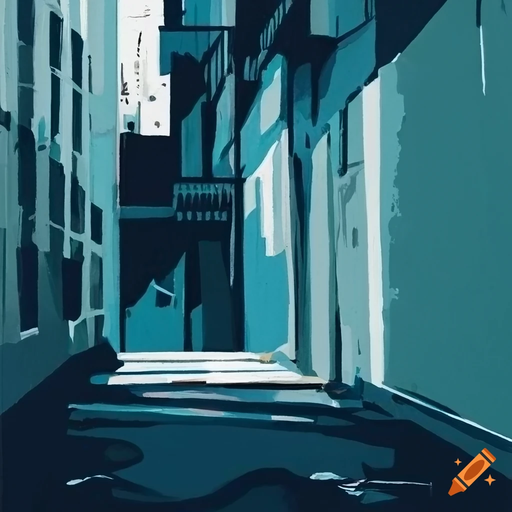 Minimalist illustration of an alley on Craiyon