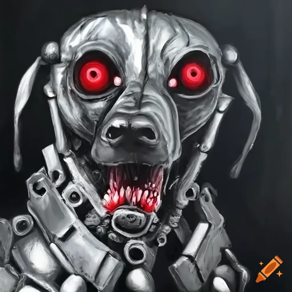 Mechanical hound with red eyes