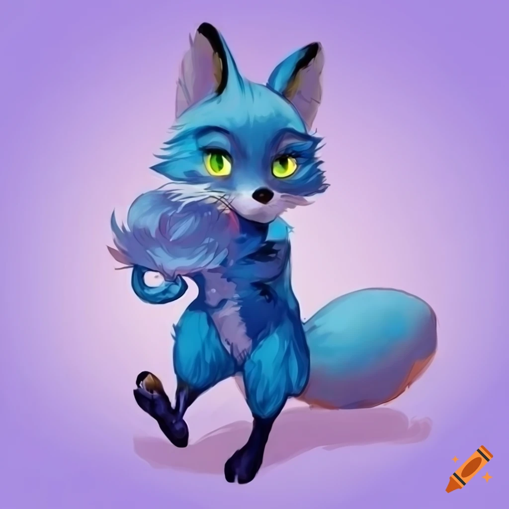 Blue anthropomorphic fox on Craiyon
