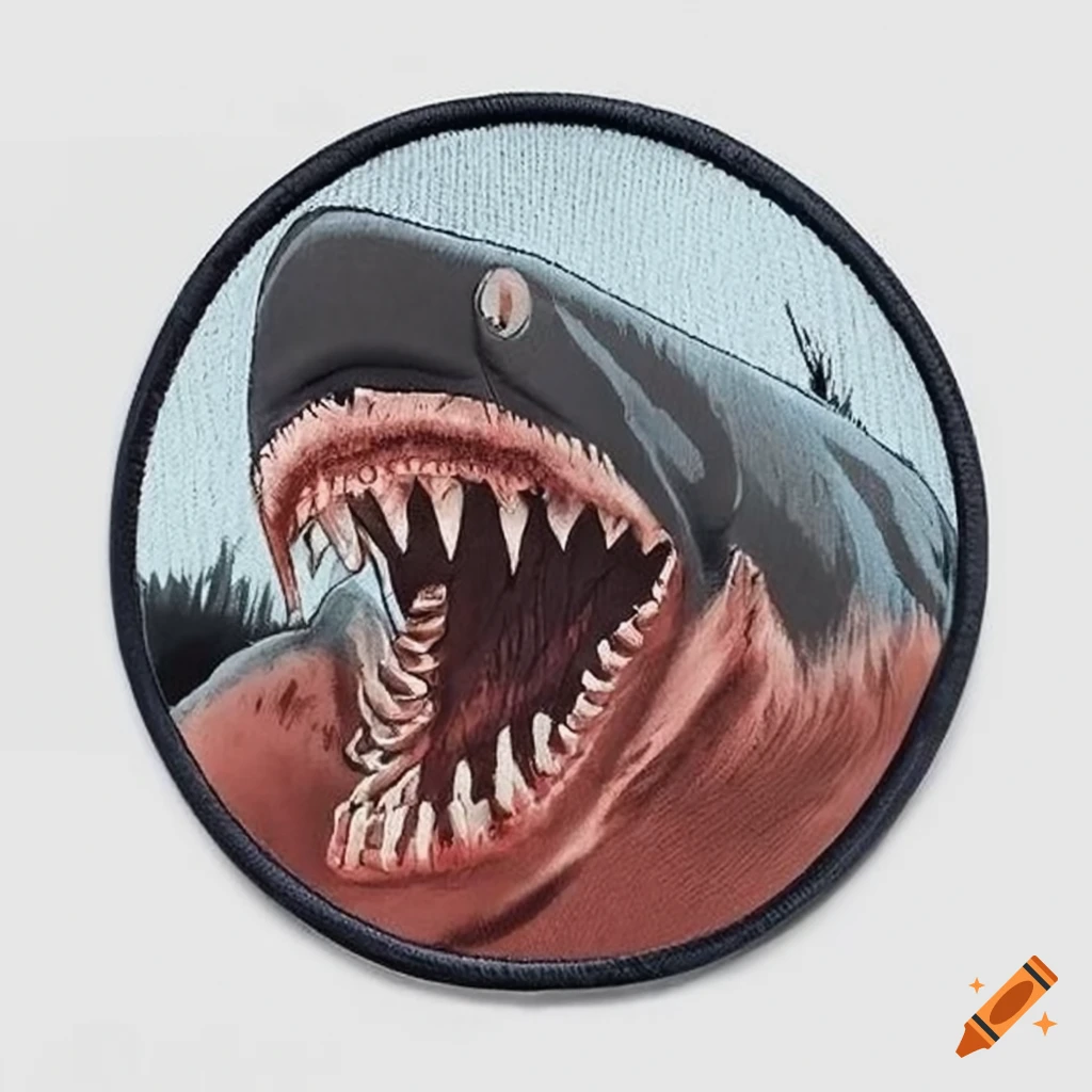 Patch with "jaws" graphic novel design on Craiyon