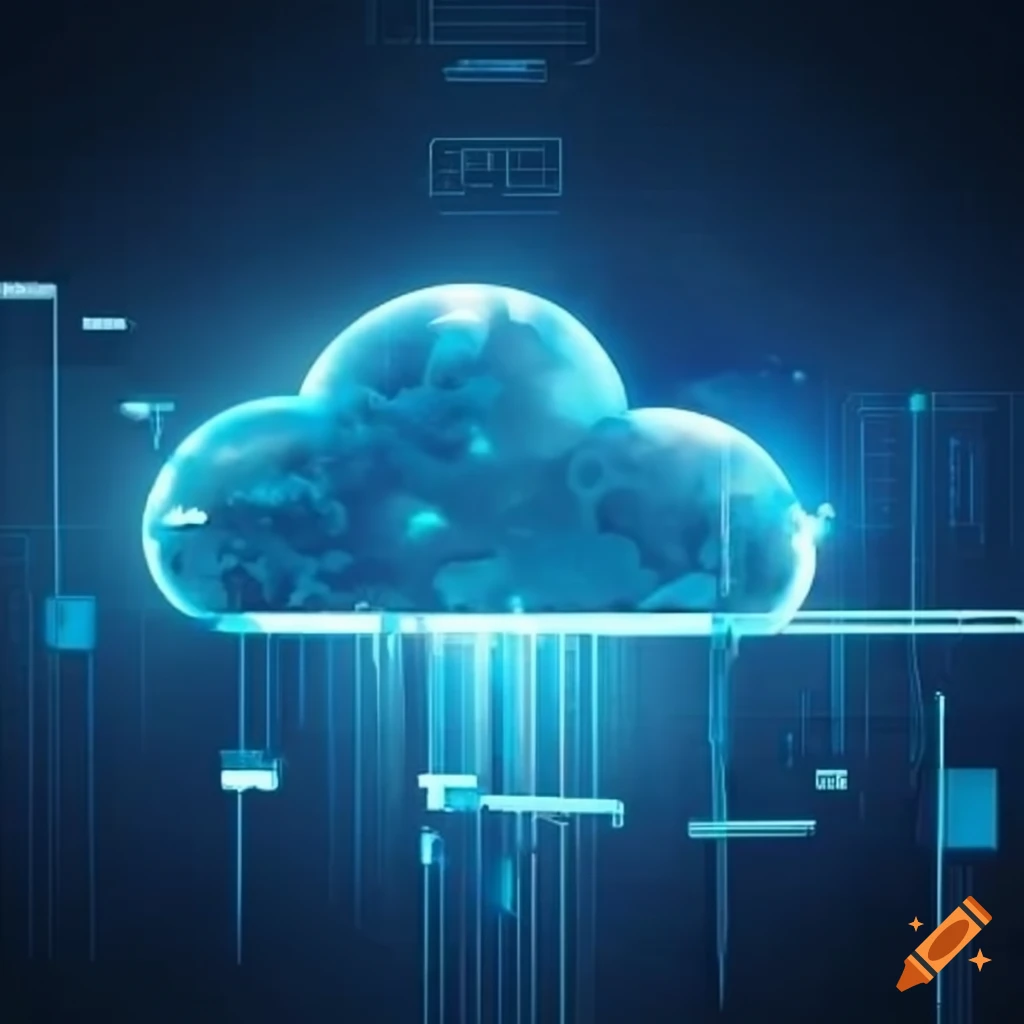 Illustration representing cloud computing on Craiyon