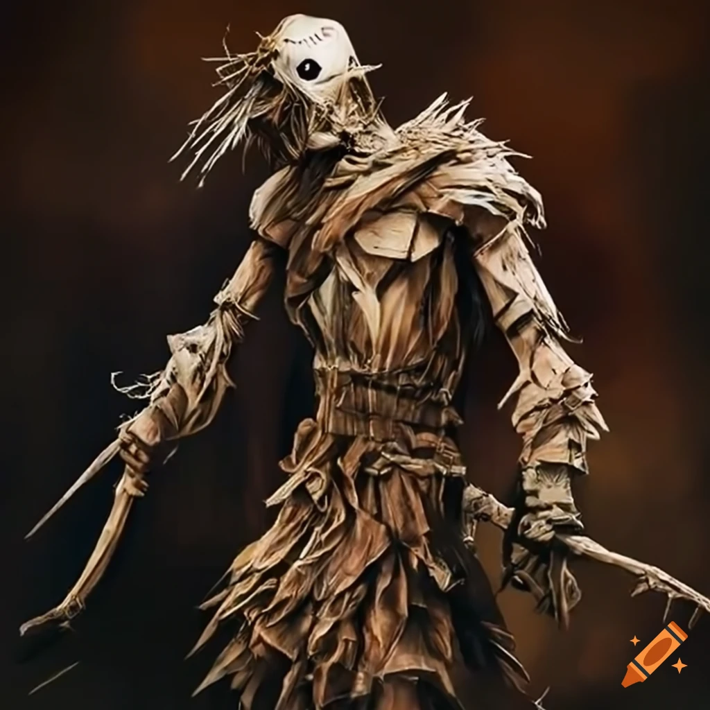 Image of a fearsome warrior scarecrow