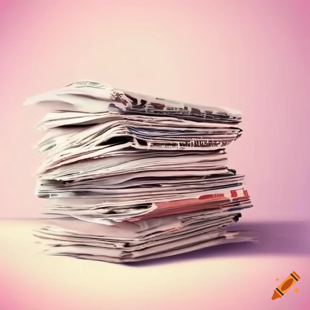Stack of newspapers with headlines on Craiyon