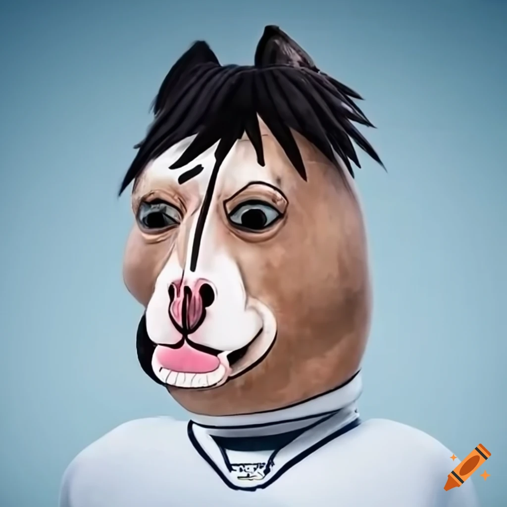 Hockey player with BoJack Horseman's head on Craiyon
