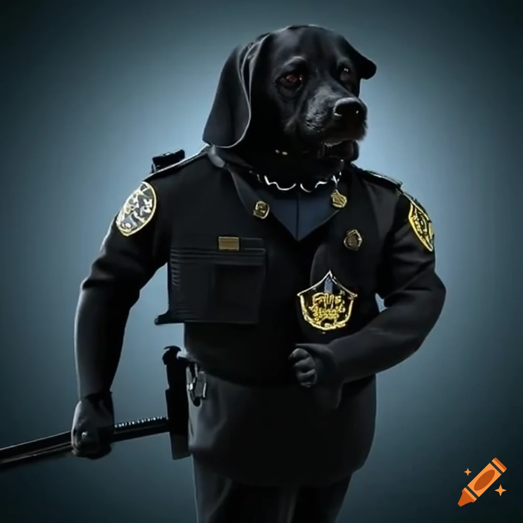Image of a black labrador police officer on Craiyon