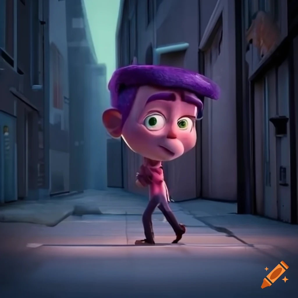 3d pixar style character in an alleyway on Craiyon