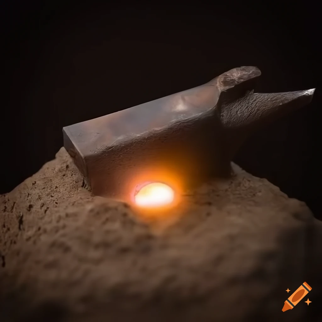 Close-up of an anvil with an ant hill on Craiyon