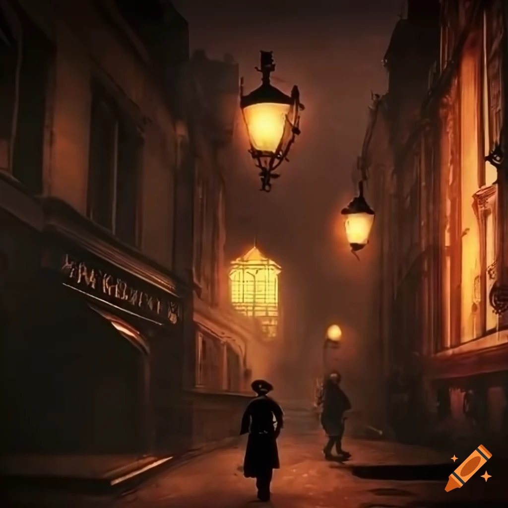 Game menu set in 1900s London with Jack the Ripper theme on Craiyon