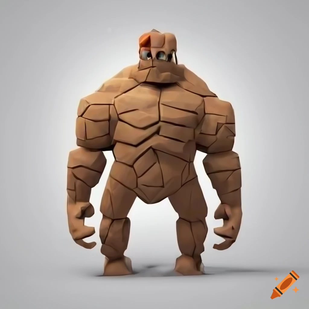 Cartoon style 3d rendering of golem king on Craiyon