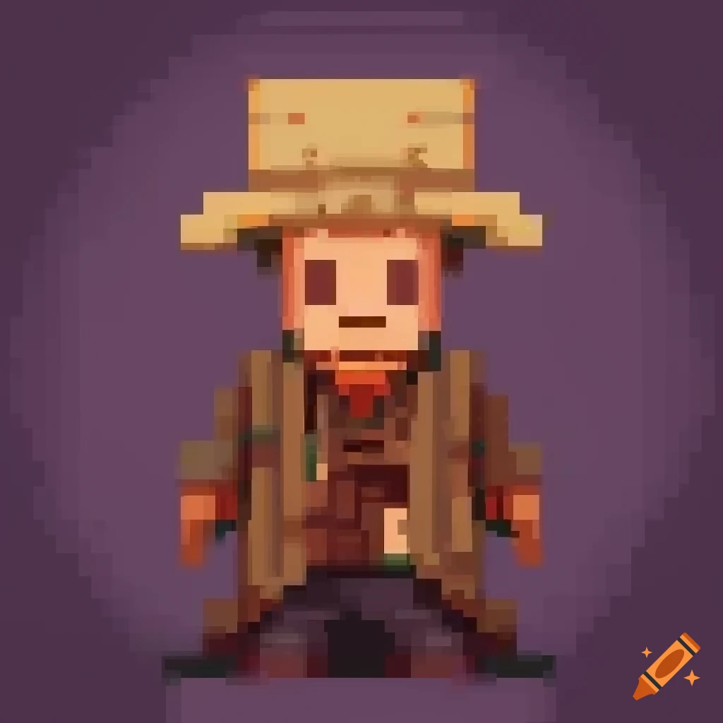Pixel art of a general store merchant in the wild west