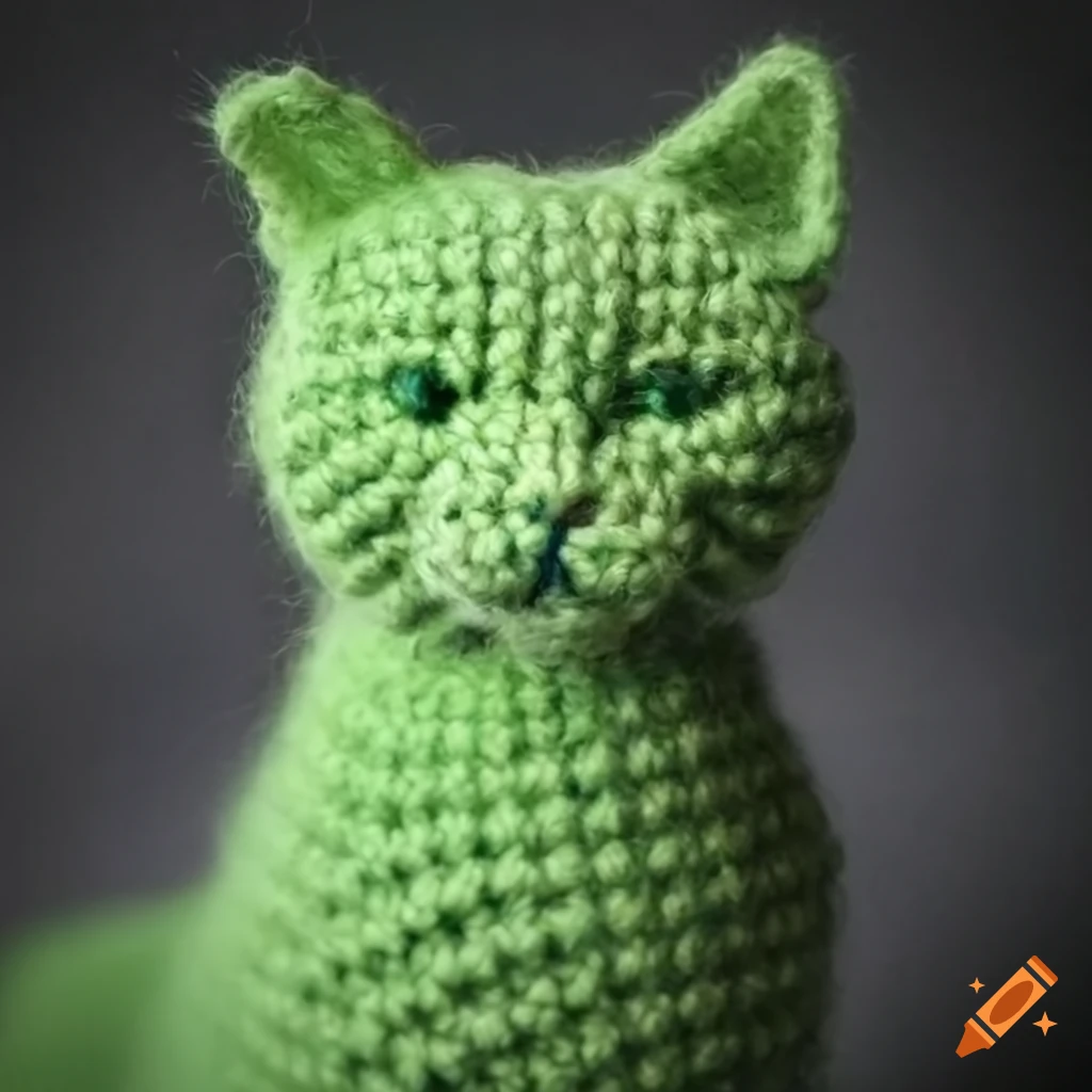 Crocheted green cat