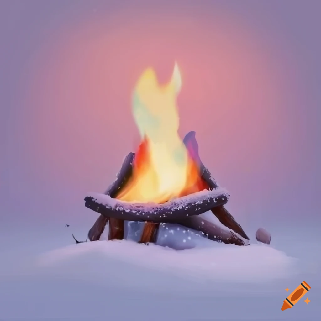 Fantasy rpg style lit campfire on Craiyon