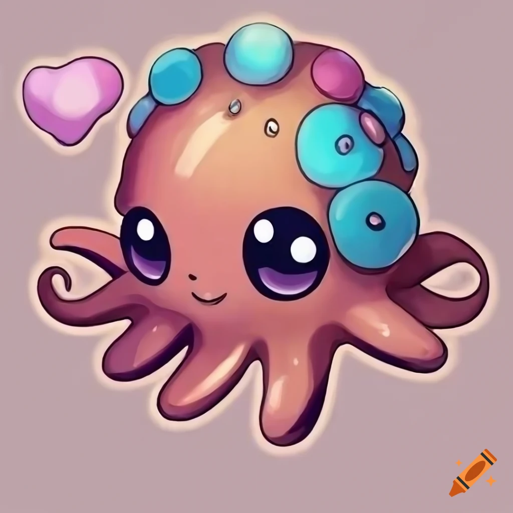 Cute anime purple octopus on Craiyon