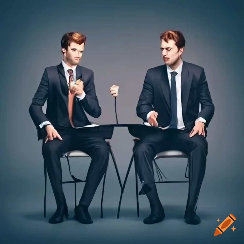 Two guys shaking hands in president suits on Craiyon