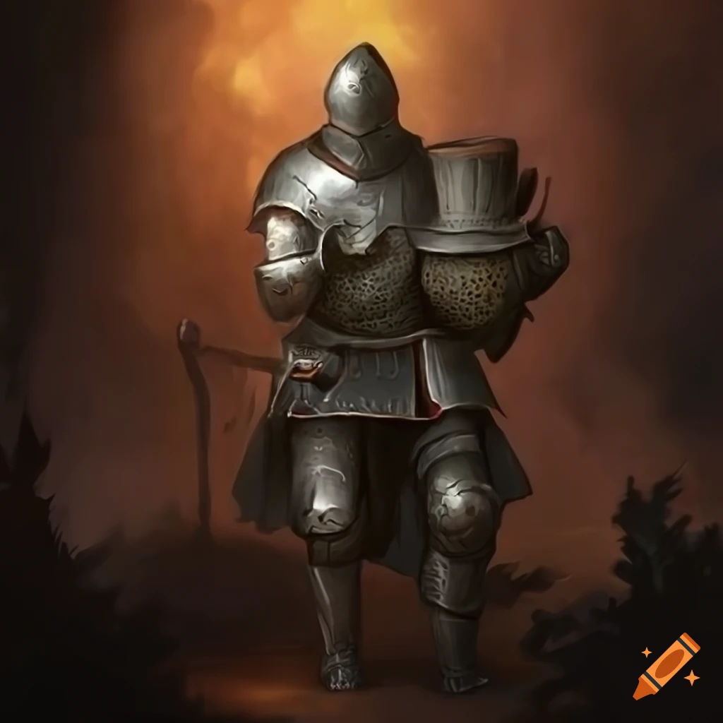 Red and black knight facing off against a viking on Craiyon