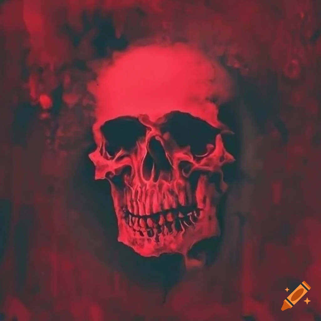 Spray painted skull on red canvas on Craiyon