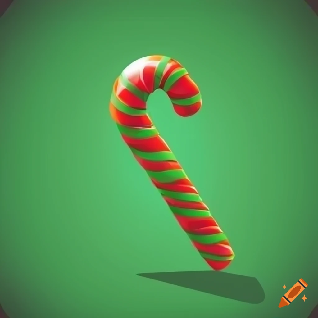 Minimalist vector of a green candy cane on Craiyon
