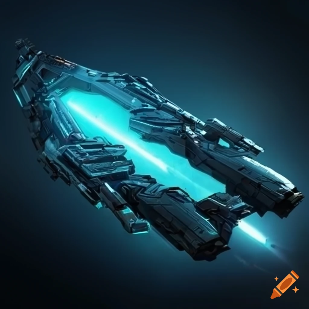 Sci-fi spaceship in outer space