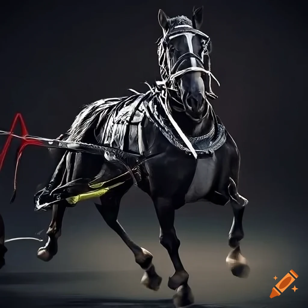 Black knight harness racing horse on Craiyon