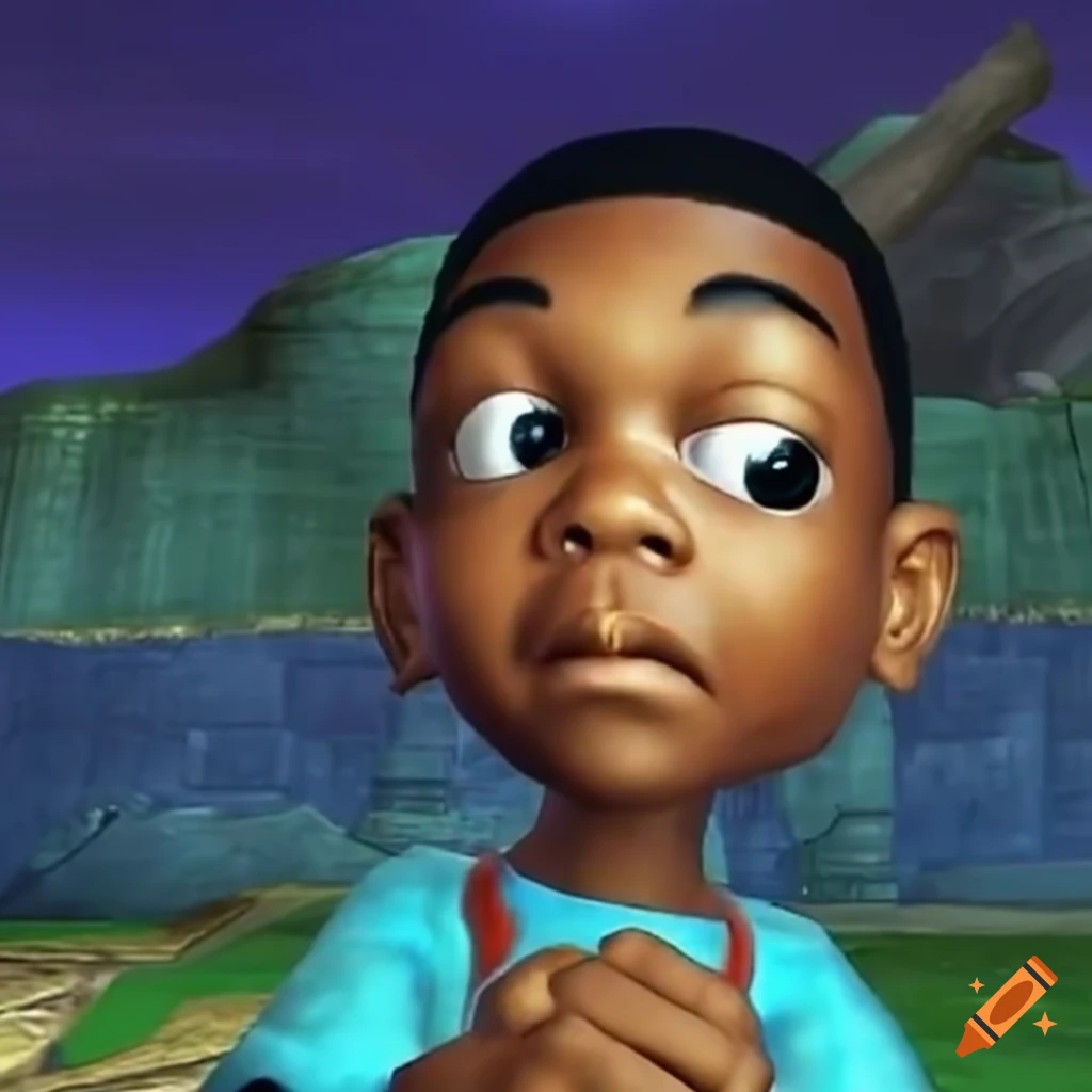 Closeup of steve urkel character in super smash bros melee on Craiyon