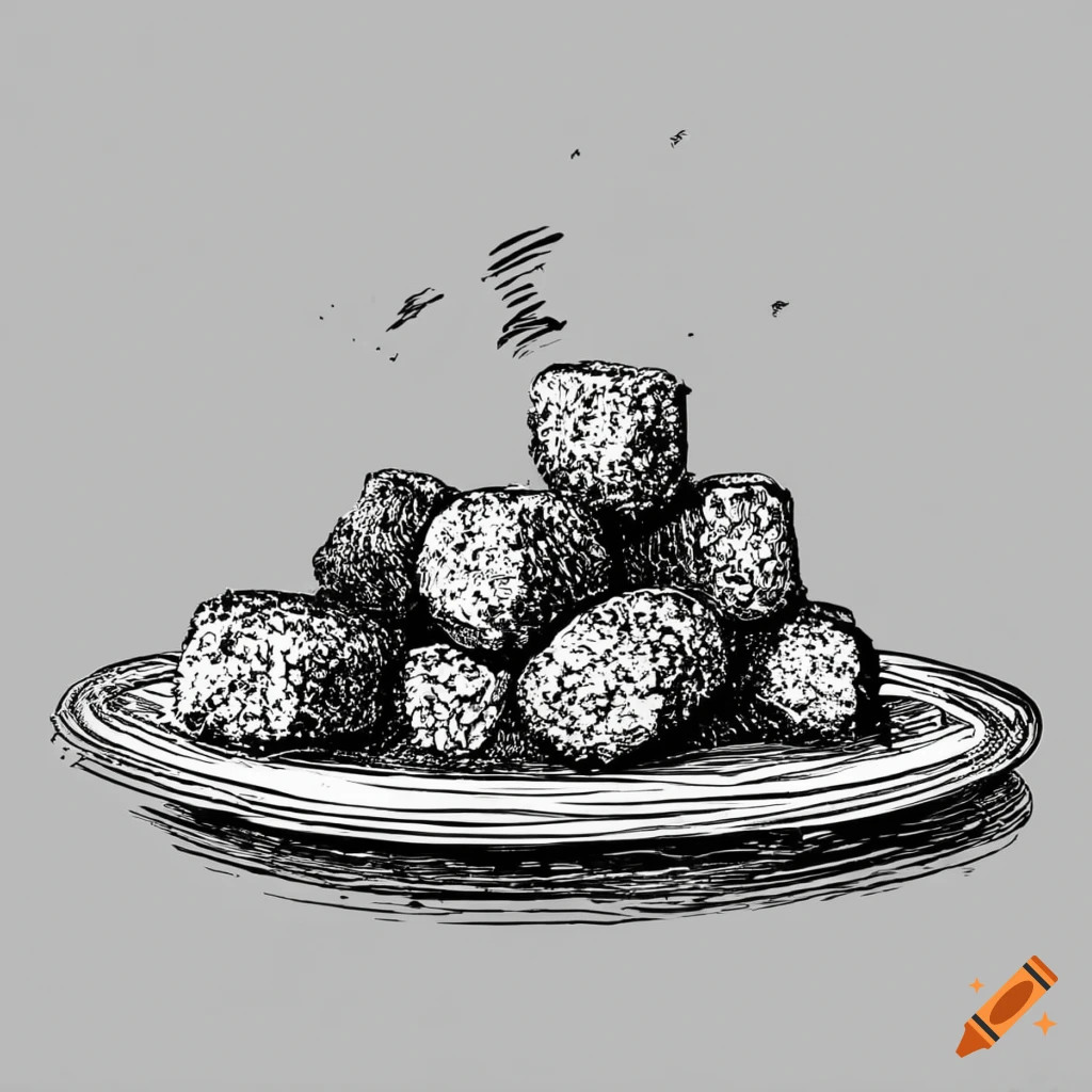 Delicious croquettes in a plate illustration on Craiyon