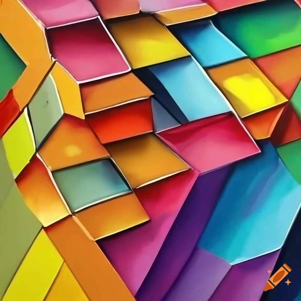 Colorful 3d cubist painting on Craiyon