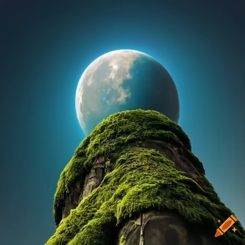 Image of a tree-like structure on the moon of an exoplanet on Craiyon