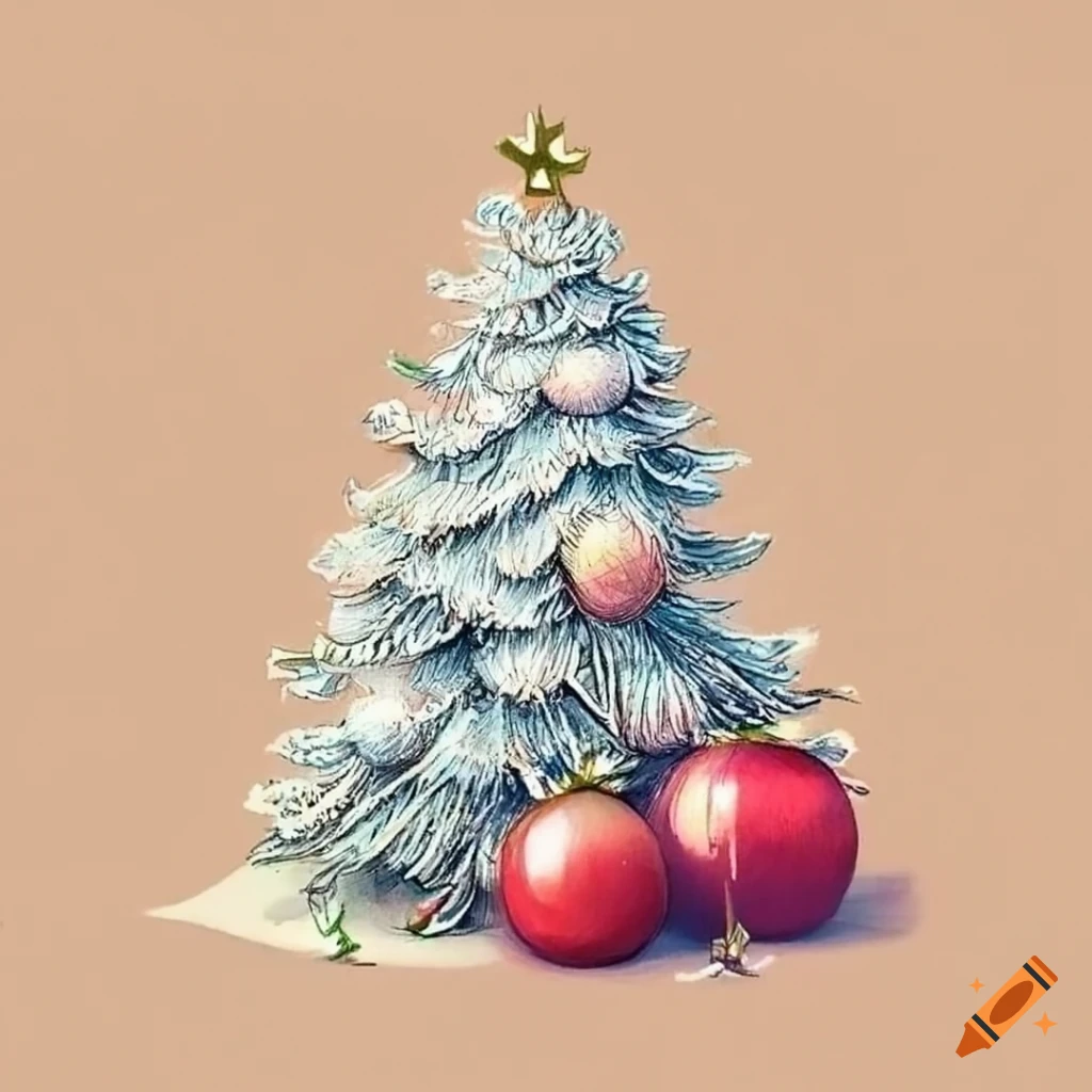 Detailed Christmas sketches in creamy hues on Craiyon