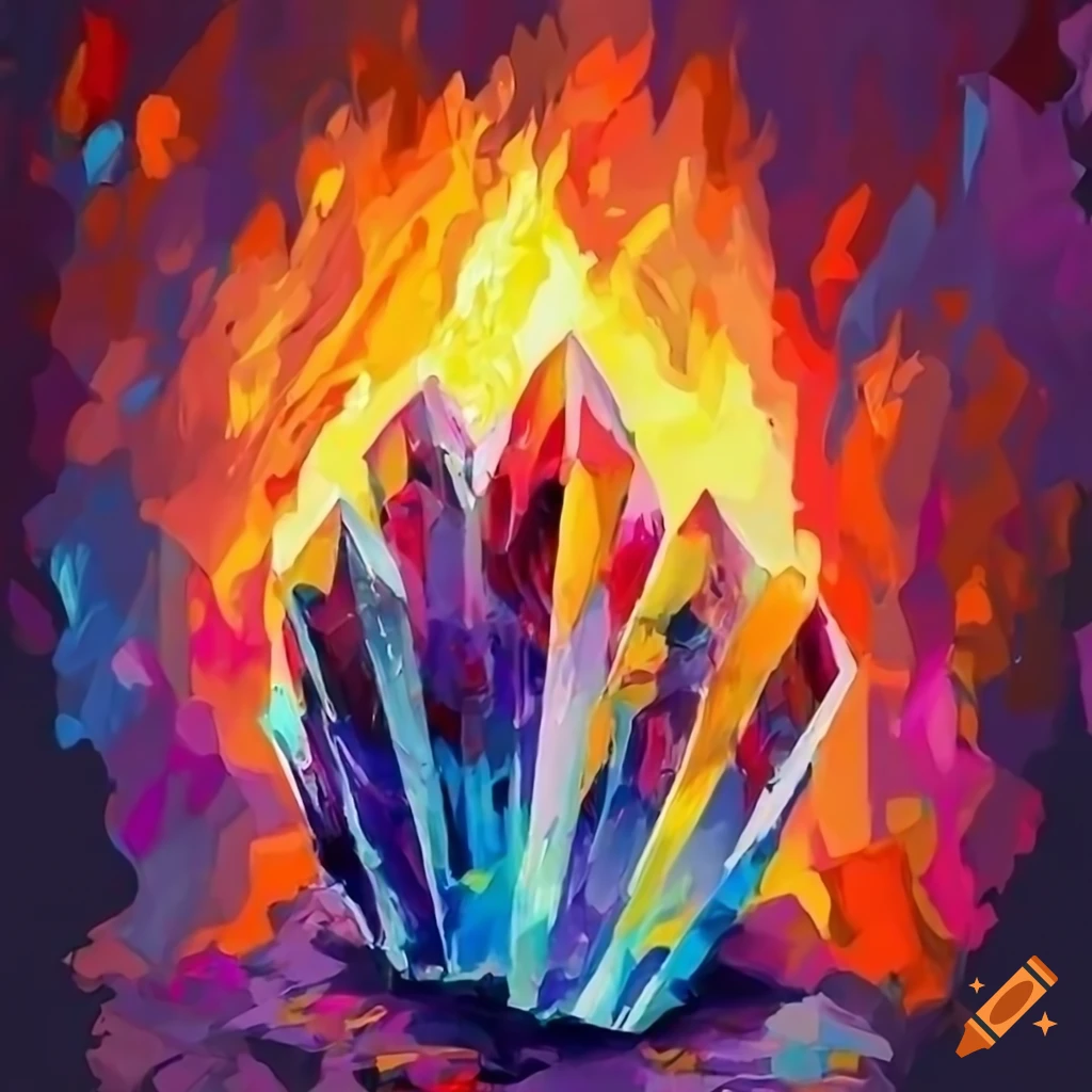 Palette knife painting of a flying crystal in dnd style on Craiyon
