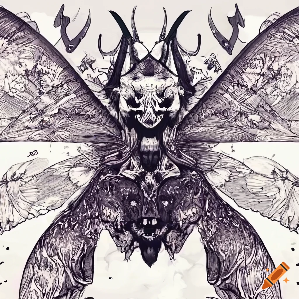 Simplified lineart of a death head moth