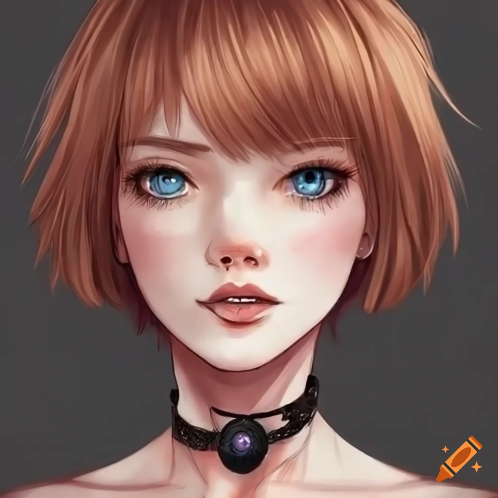 Character With Short Auburn Hair Blue Eyes And A Nose Piercing On Craiyon
