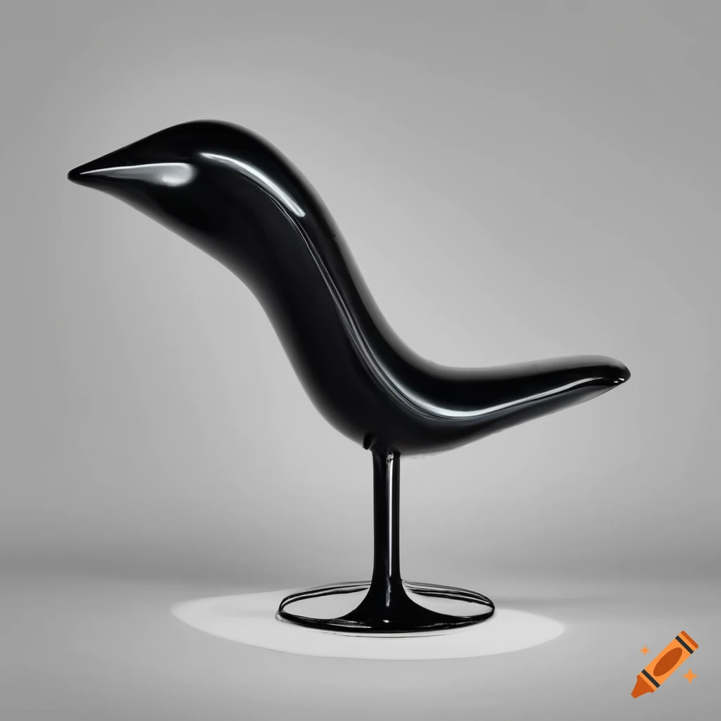 Black crow-shaped chair on white background on Craiyon