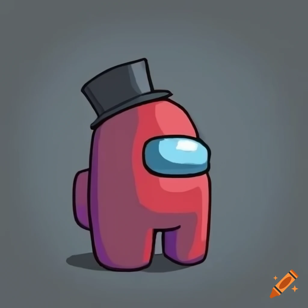 Among us character wearing a top hat on Craiyon