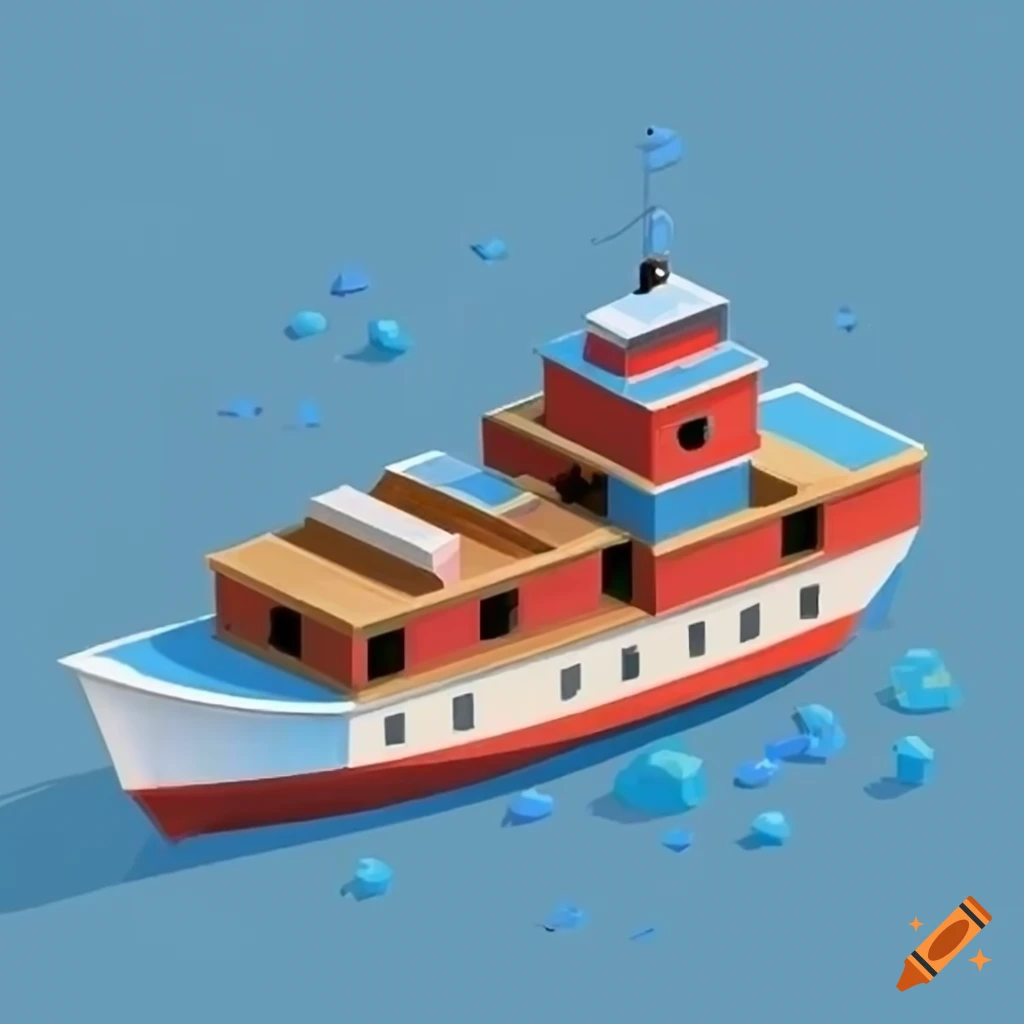 Flat design boat on Craiyon