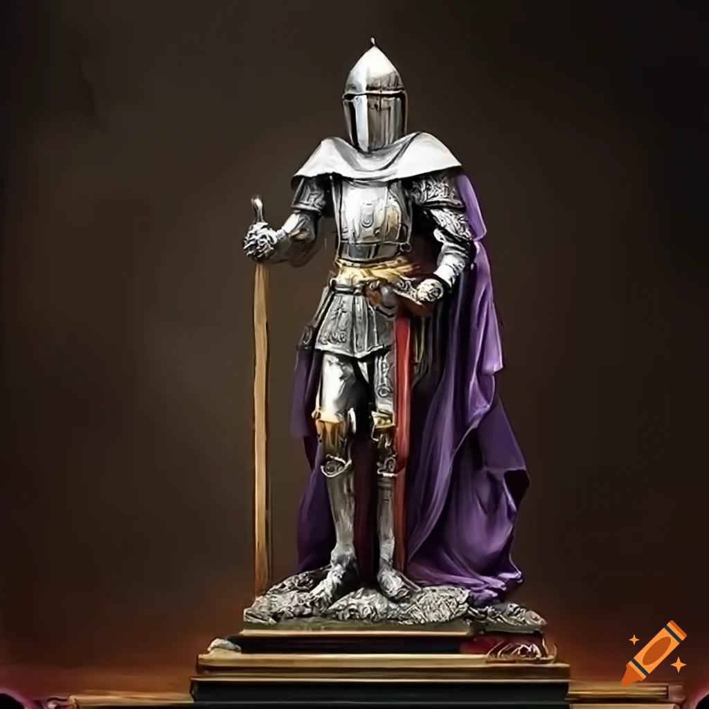 Painting of a knight's statue