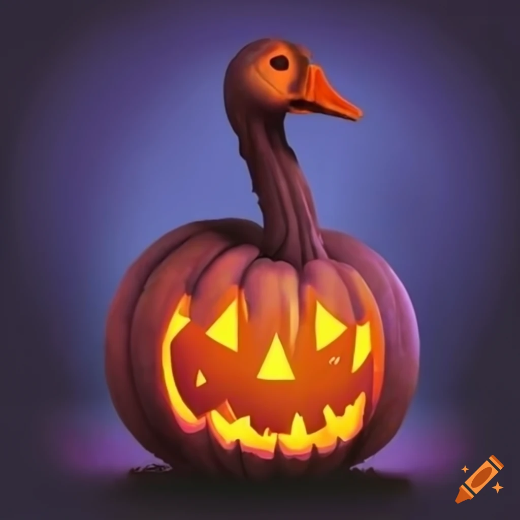 Spooky halloween image with a goose pumpkin on Craiyon