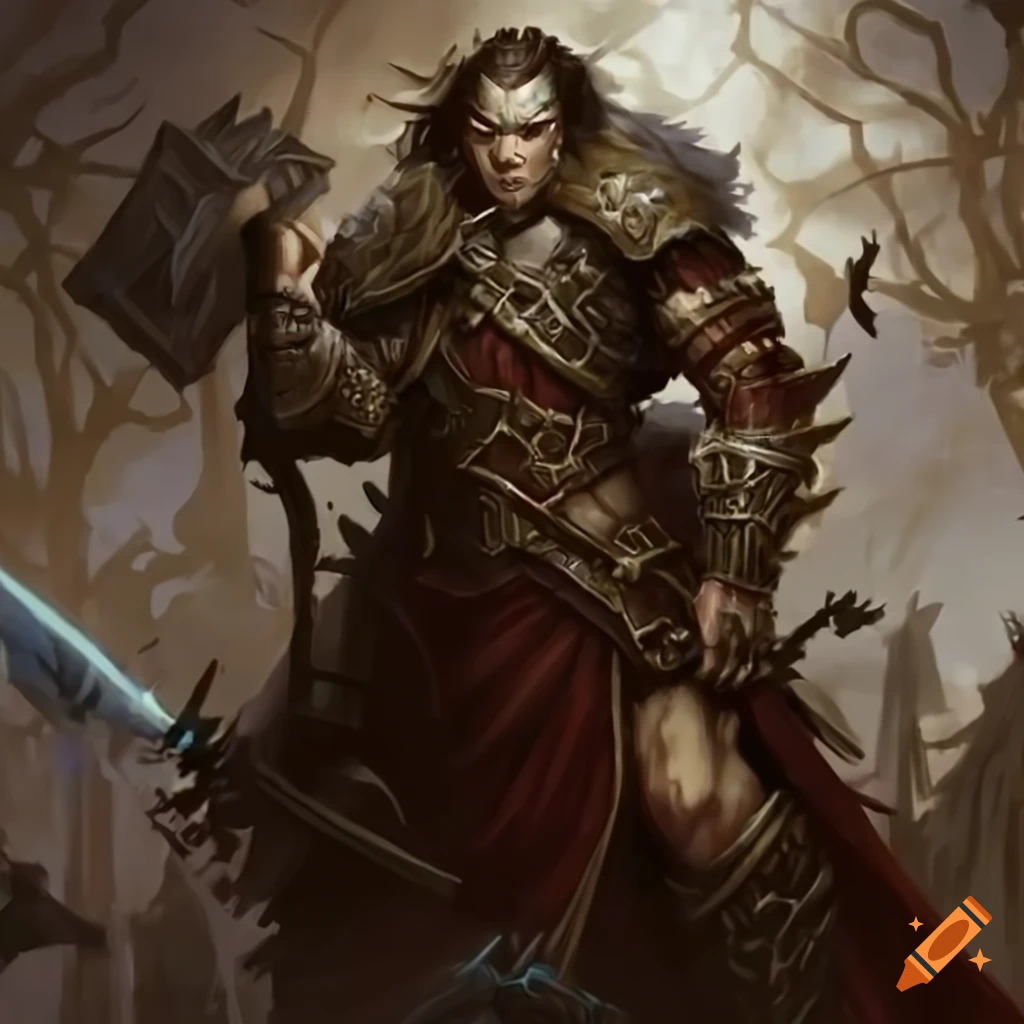 Illustration of a warrior from Magic: The Gathering on Craiyon